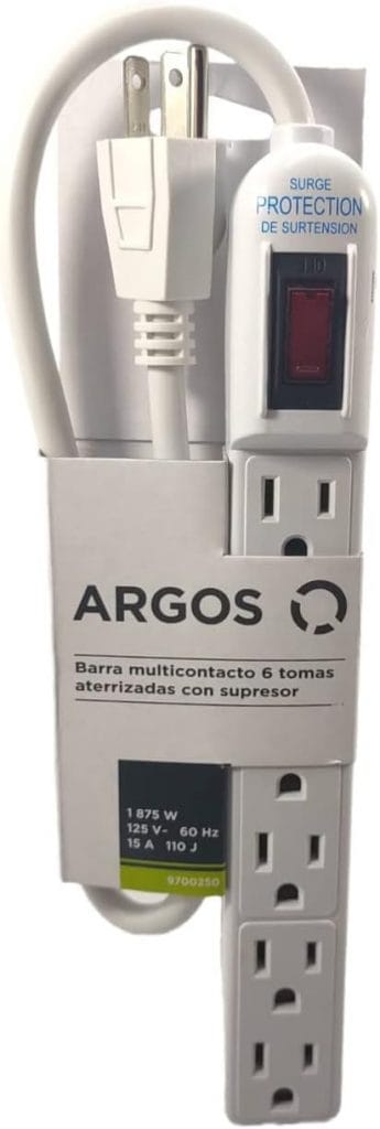 Barra multicontacto de 6 salidas 15a 125v supresor picos